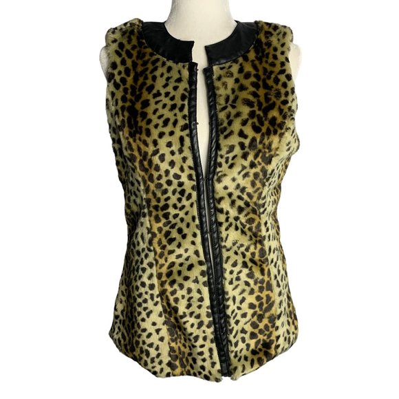 Amx | Jackets & Coats | Vintage Y2k Leopard Print Sleeveless Vest S ...